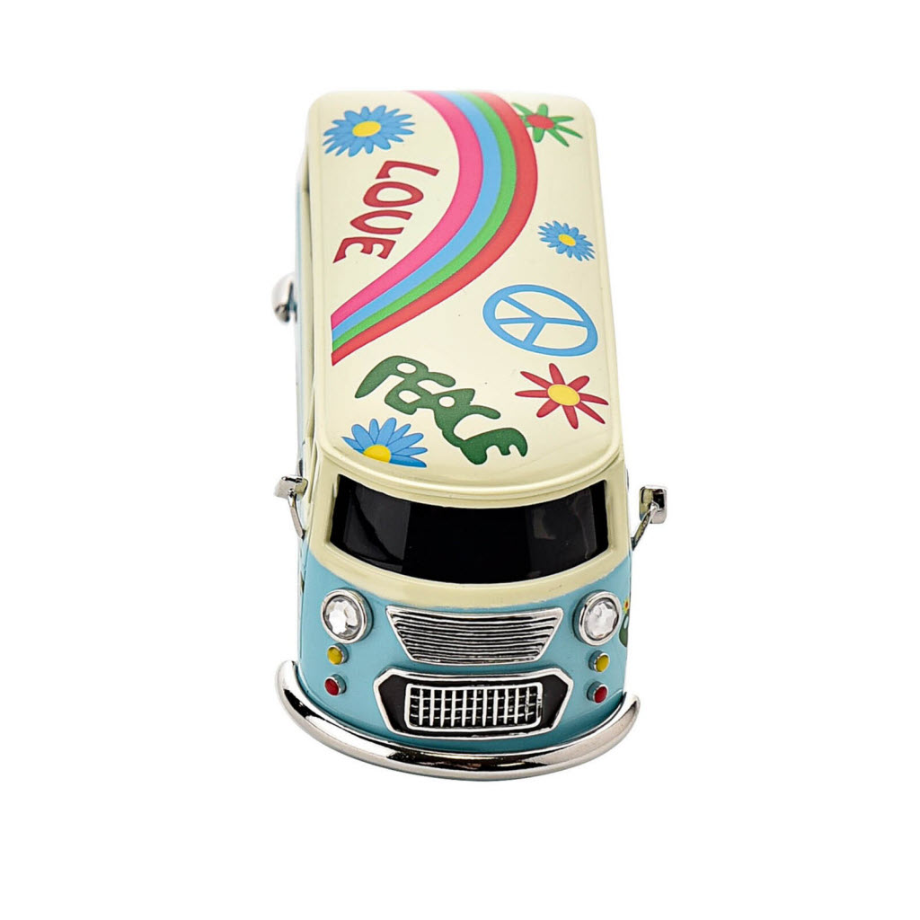 Campervan miniature clock by William Widdop - blue